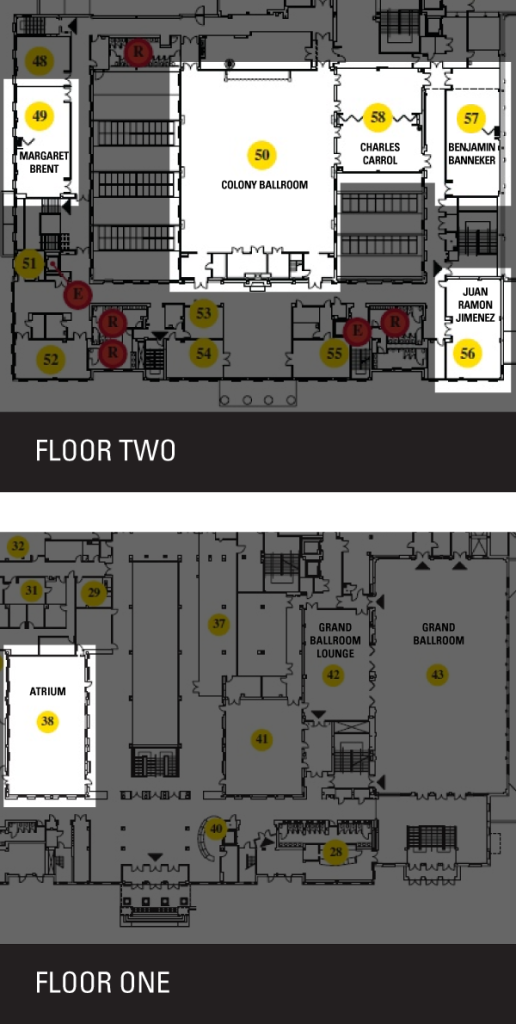 The figure below highlights the Symposium rooms.